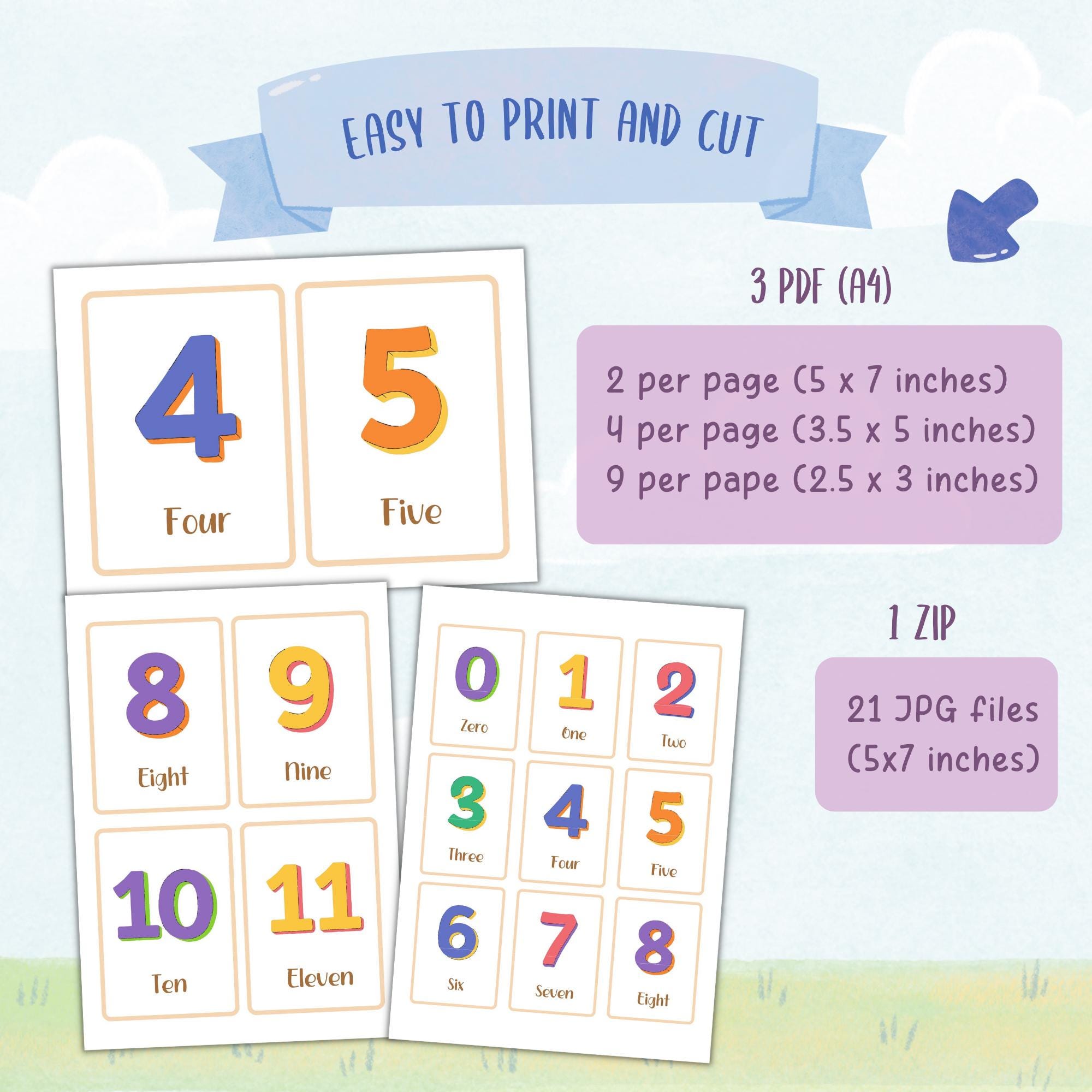 Number Flashcards, Printable Number Flashcards, Counting 1-20, Learn to ...