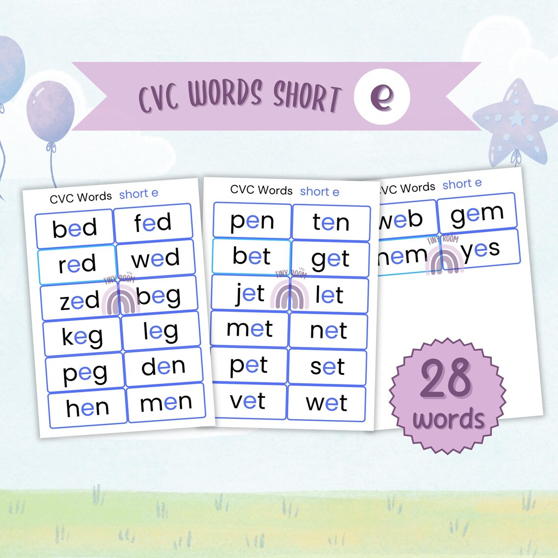 CVC Words, Kindergarten Sight Words, Phonics Printables, High Frequency ...