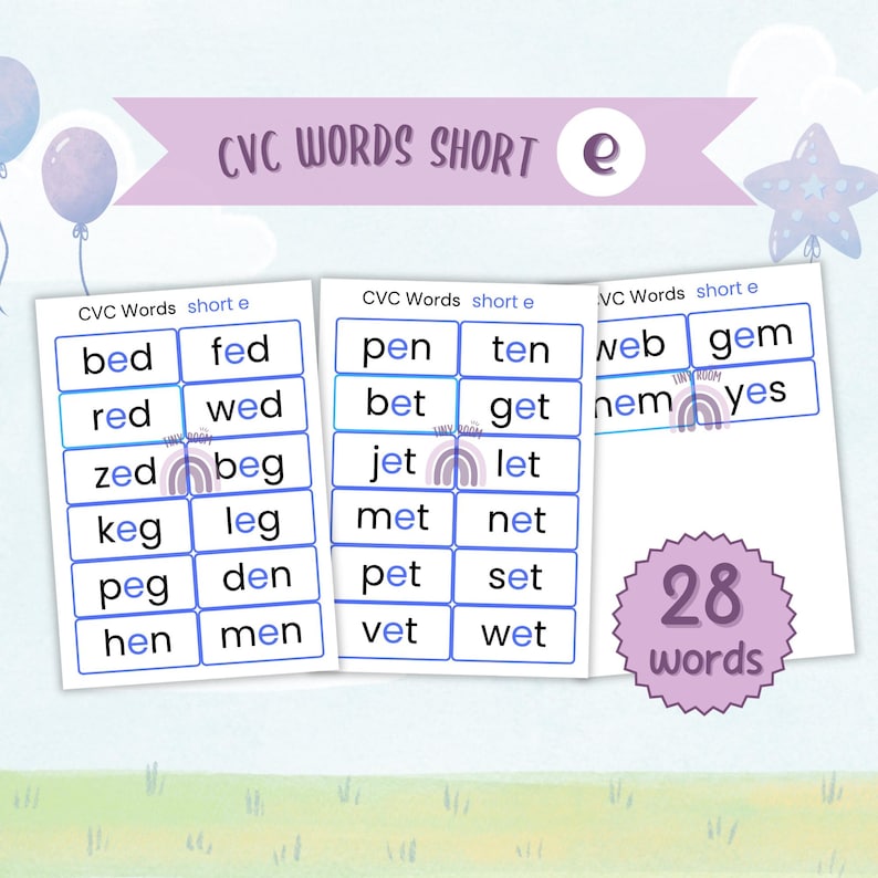 CVC Words, Kindergarten Sight Words, Phonics Printables, High Frequency ...