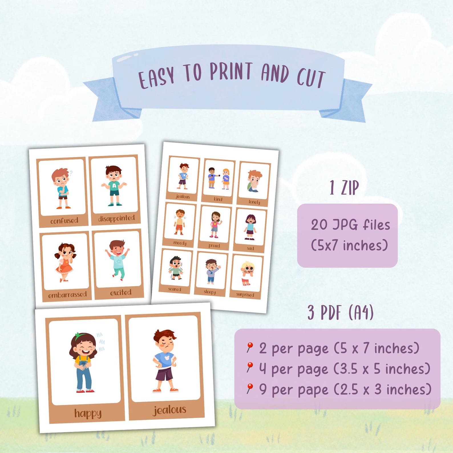 Emotions Flashcards, Feelings Flashcards, Emotion Faces Printable ...