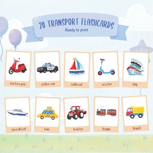 Transportation Flashcards, Printable Flashcards, Preschool Education ...