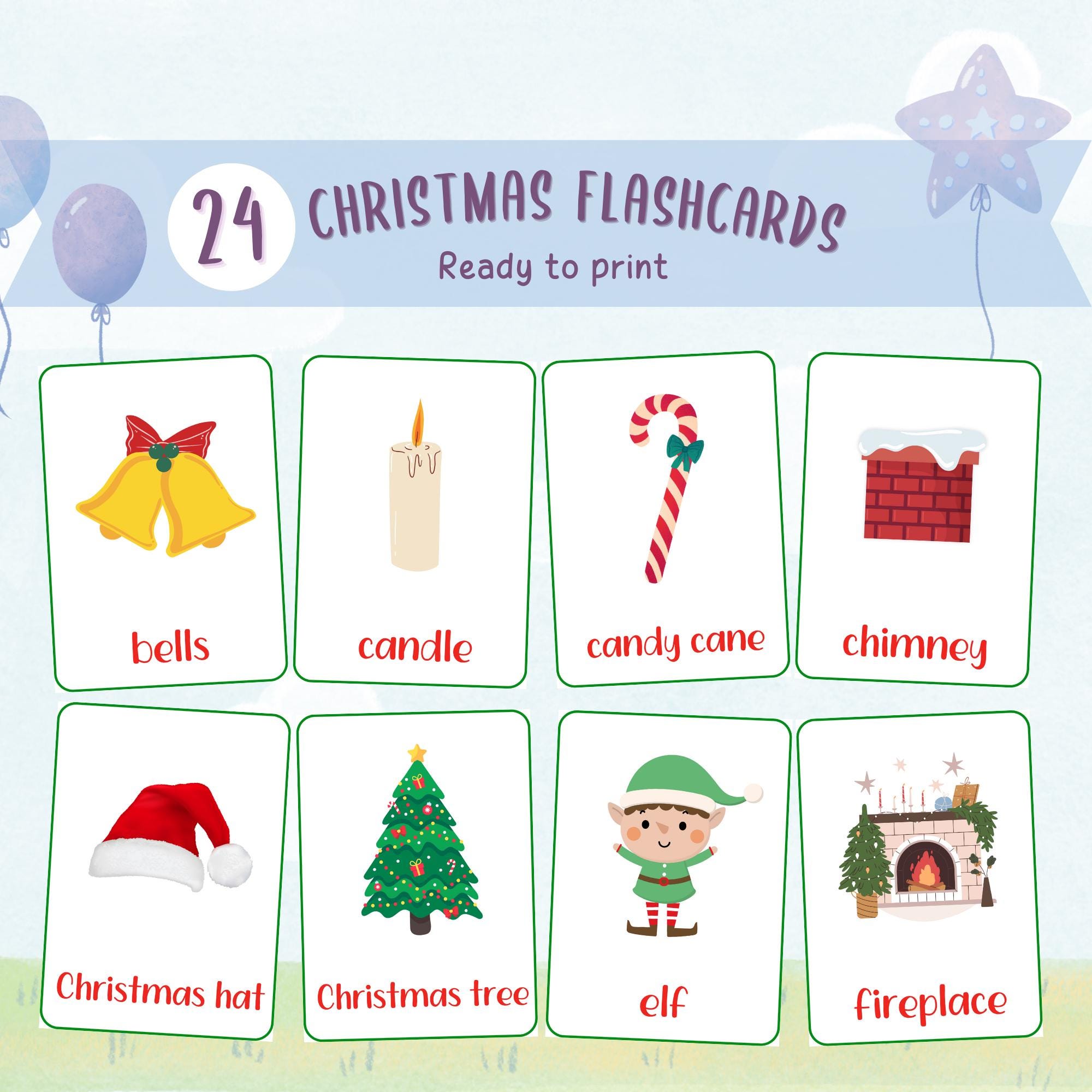Christmas Flashcards, Words Flash Cards, Christmas Vocabulary ...
