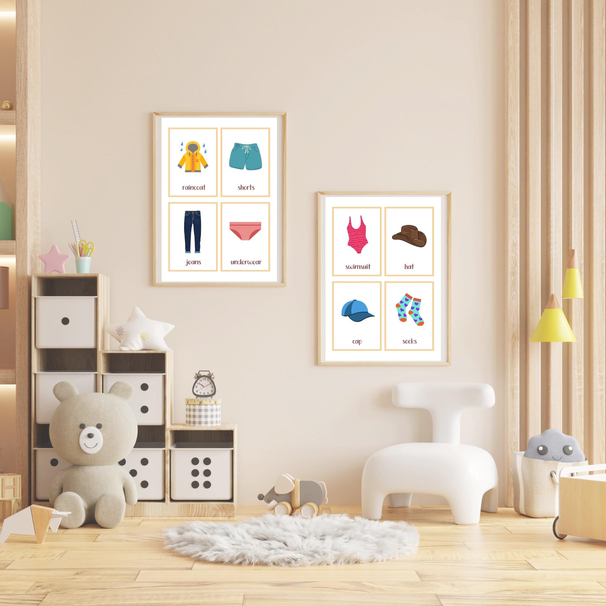 Clothing Flash Cards, Montessori Cards, Vocabulary Learning, Preschool ...