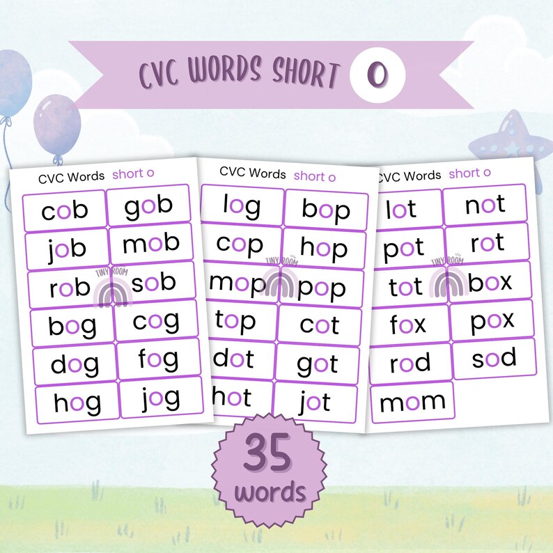 CVC Words, Kindergarten Sight Words, Phonics Printables, High Frequency ...