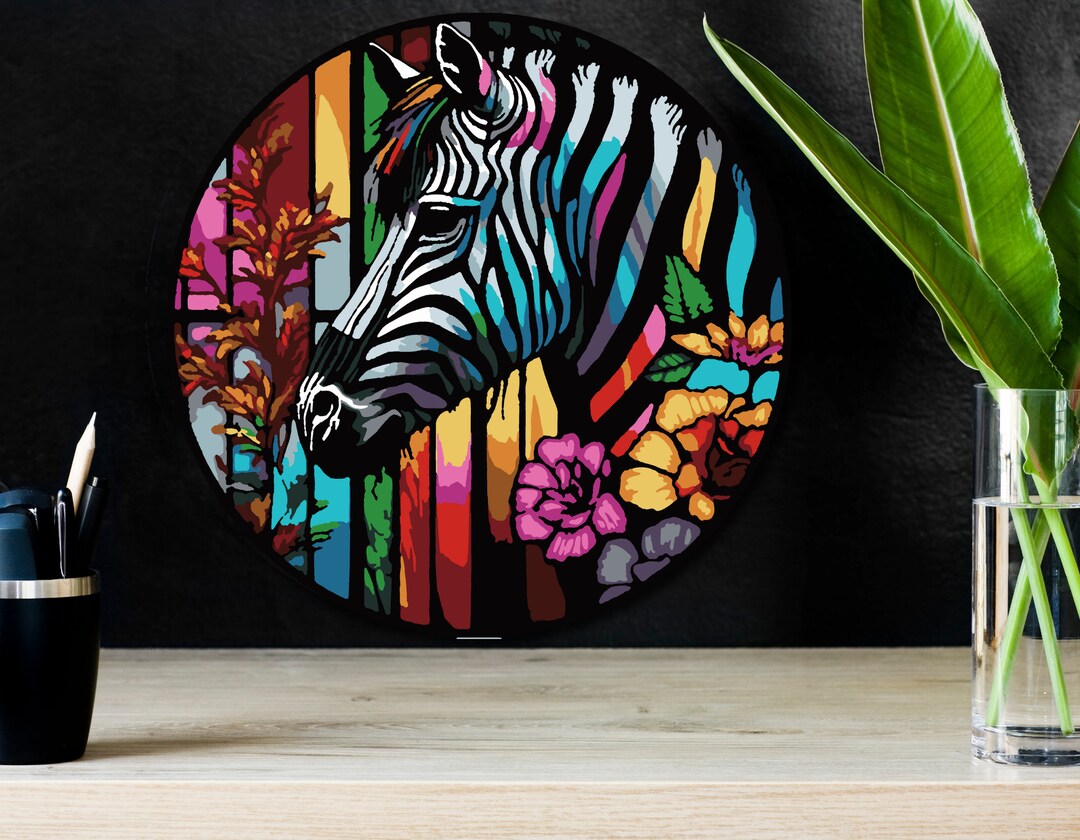 Unique Zebra Paint by Numbers Set With Metallic Paints - DIY Art Kit ...
