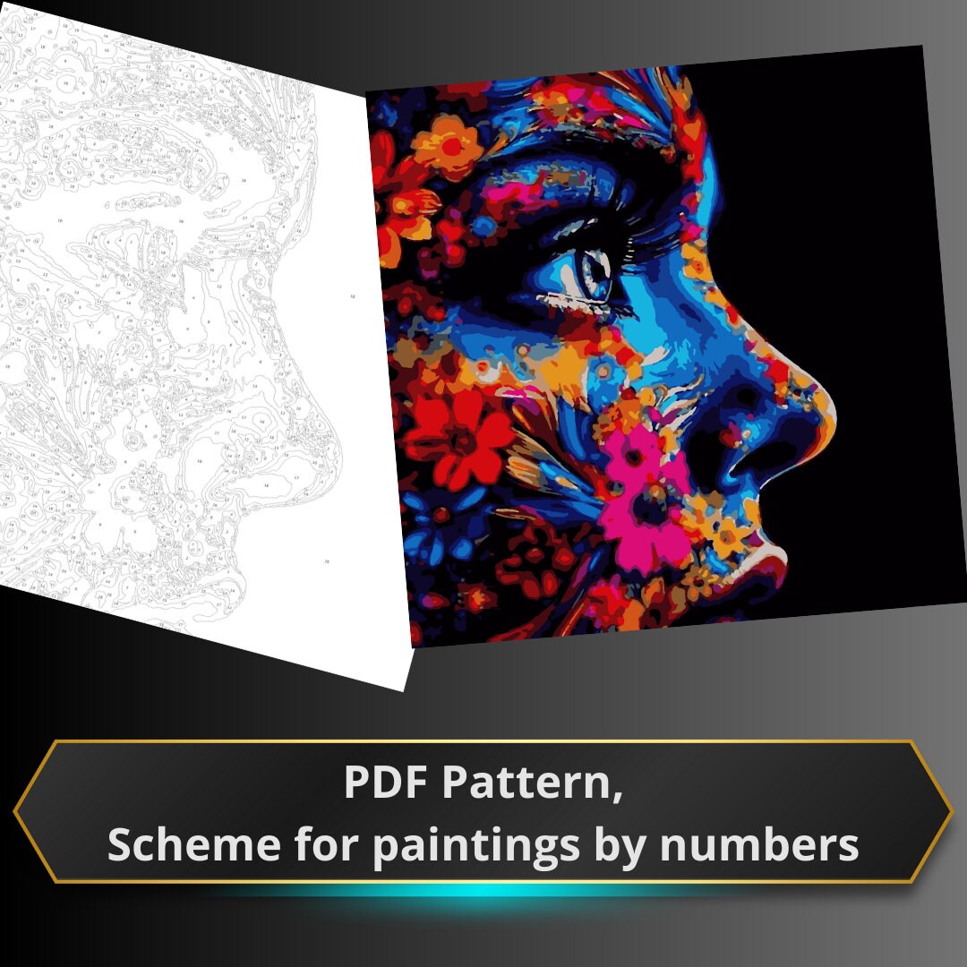 Neon Look" Paint by Numbers PDF Pattern - DIY Painting Kit, Scheme for ...