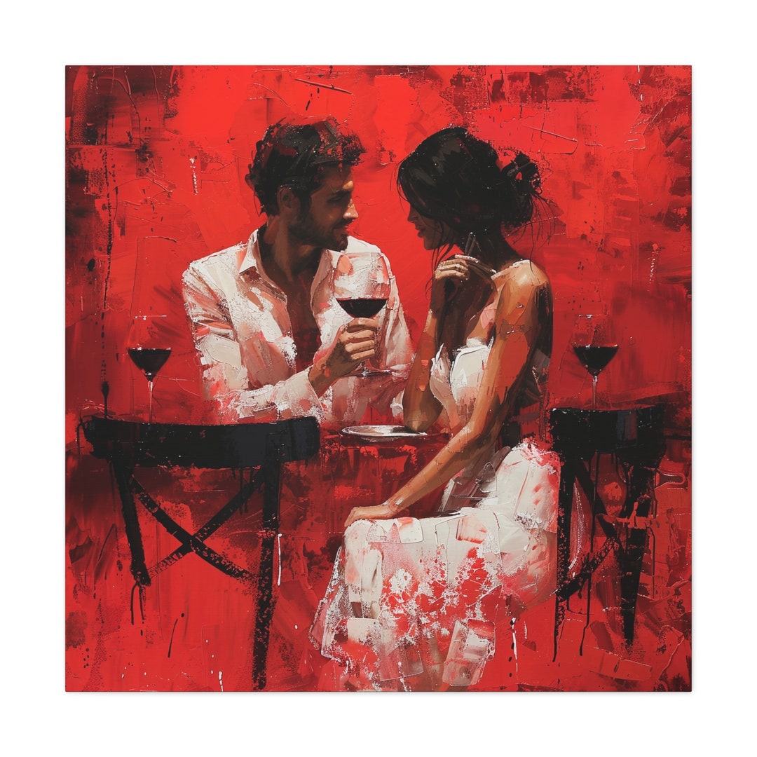 Crimson Connection: Abstract Canvas Print of Intimate Celebration ...