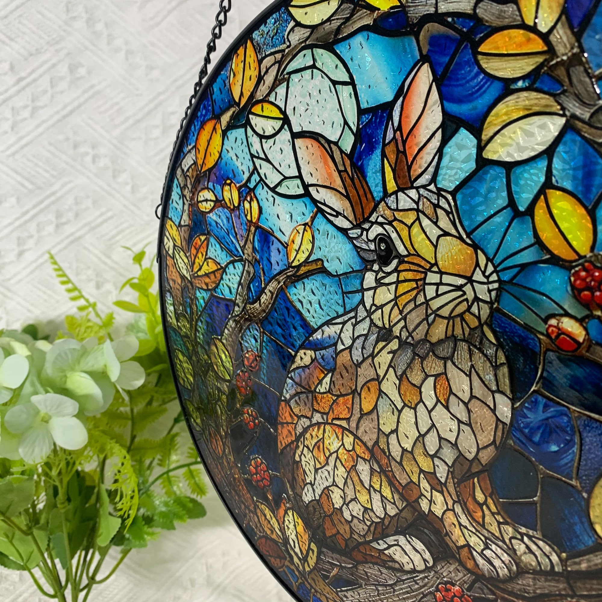 Cute Bunnies Stained-glass Suncatcher for Window Hanging Art Deco Gifts ...