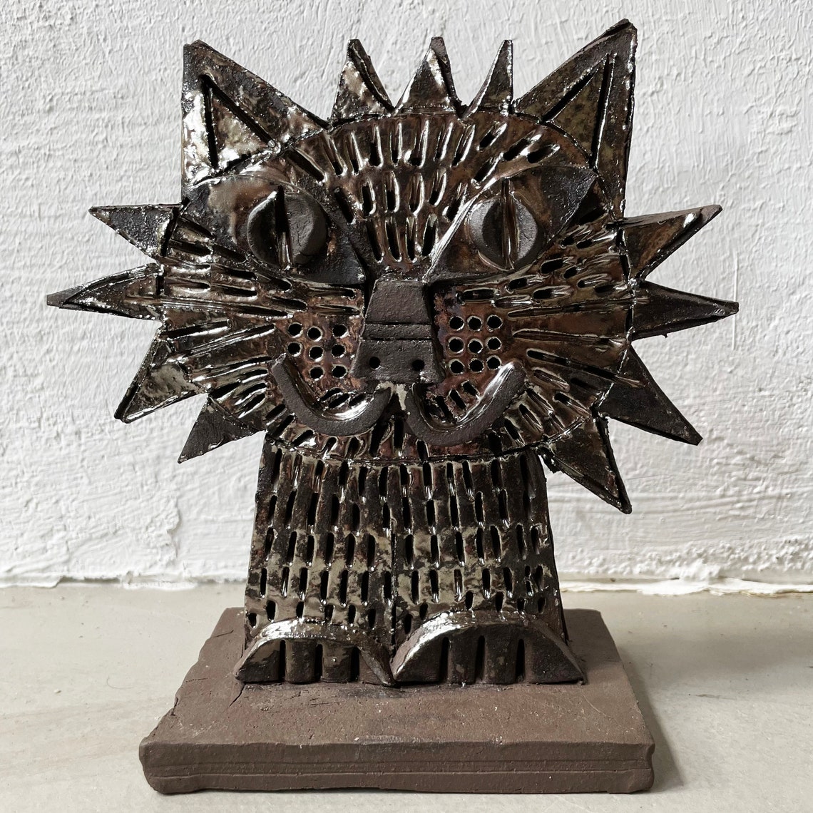 Modernist Unique Metallic Cat Sculpture by Peter Stemmler - Etsy