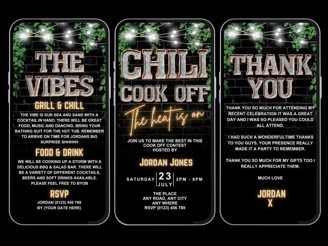 Chili Cook off Invitation, Chili Competition Party Invite, Backyard ...