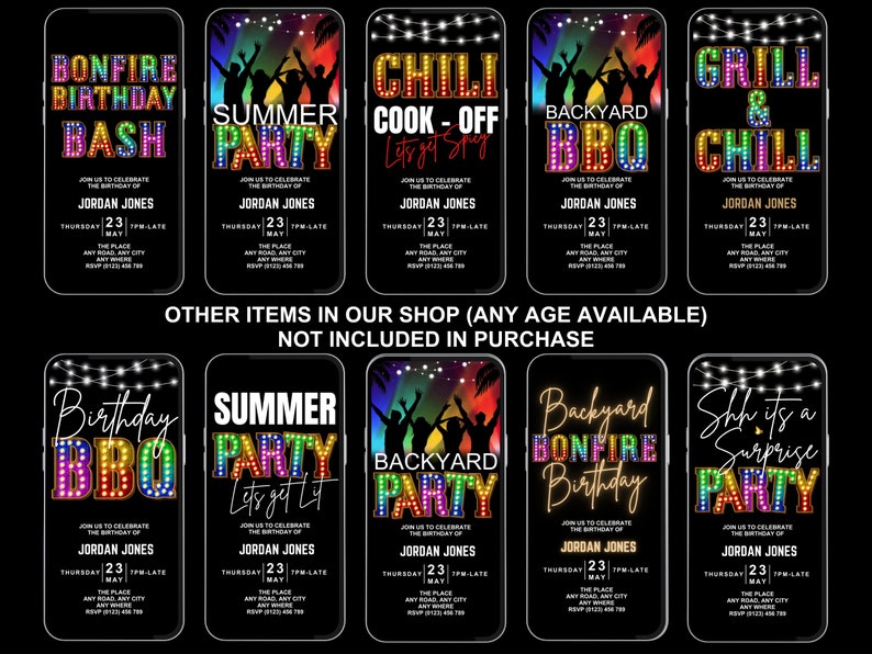 Backyard Birthday Invitation, Grill & Chill Digital Invite for Adults ...