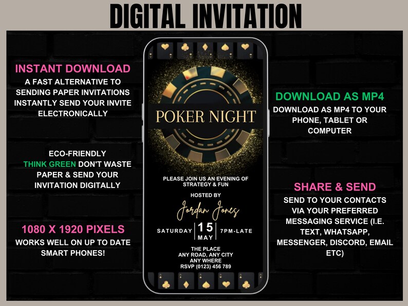 Digital Game Night Invitation, Poker Game Night, Animated Family Game ...