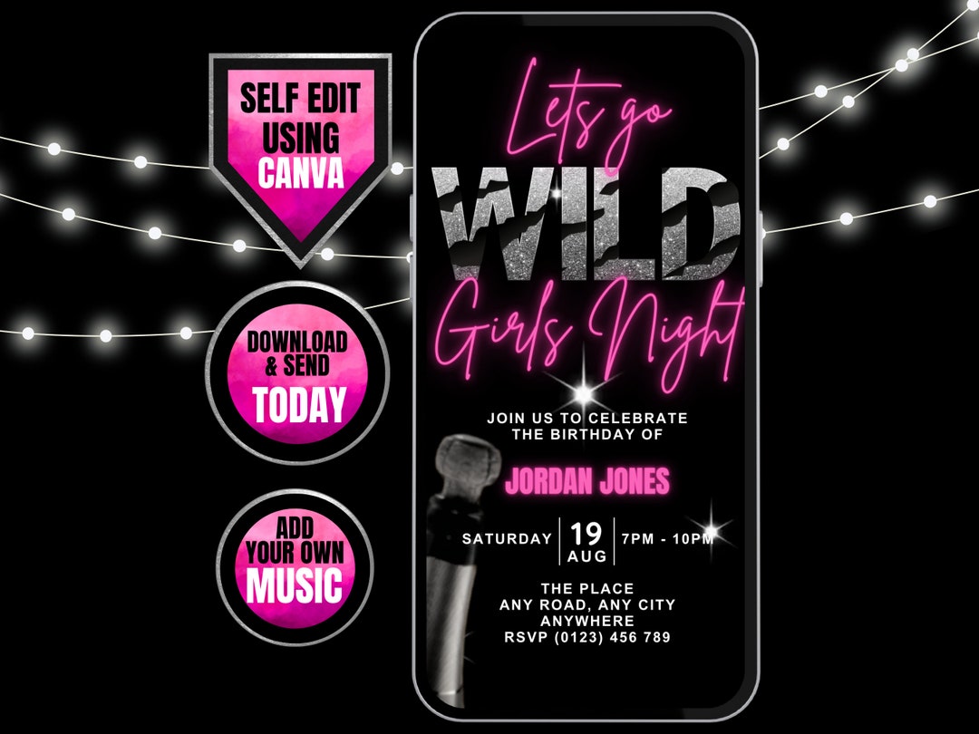 Girls Night Invitation, Ladies Night Digital Invite, Animated Girls ...