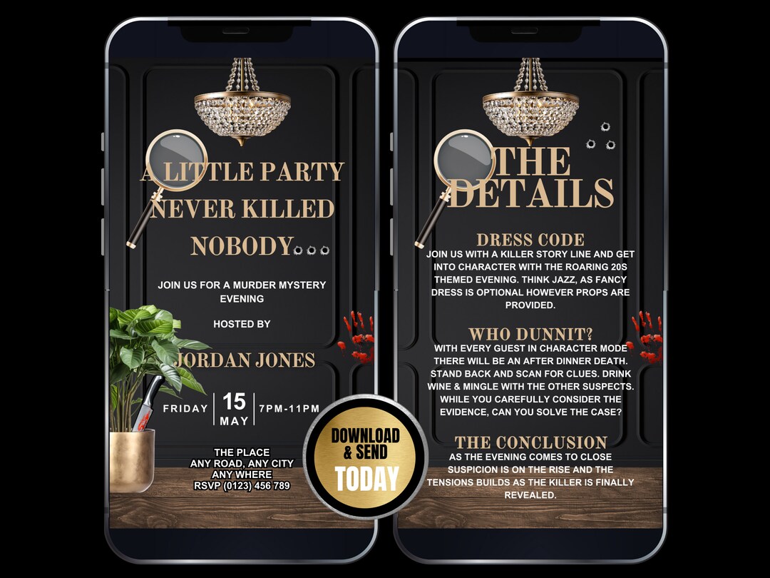 Murder Mystery Party Digital Invitation, Gatsby Party Invite, Who ...