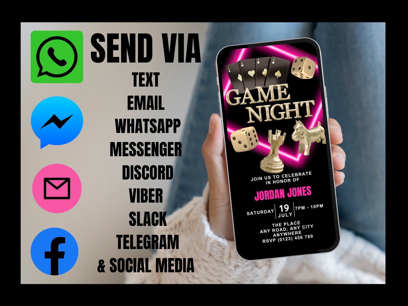 Game Night Invitation, Game Night Flyer, Adult Game Night Invite ...