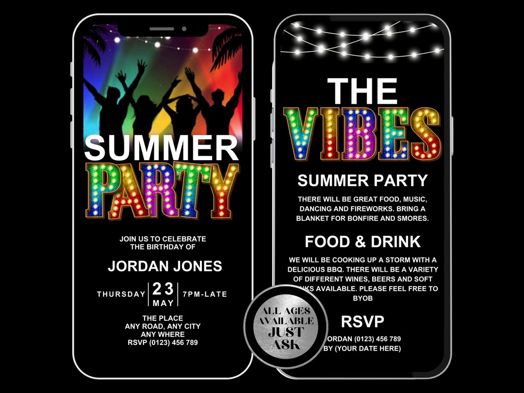 Animated Summer Party Invitation, Summer Fest Party for Adults ...