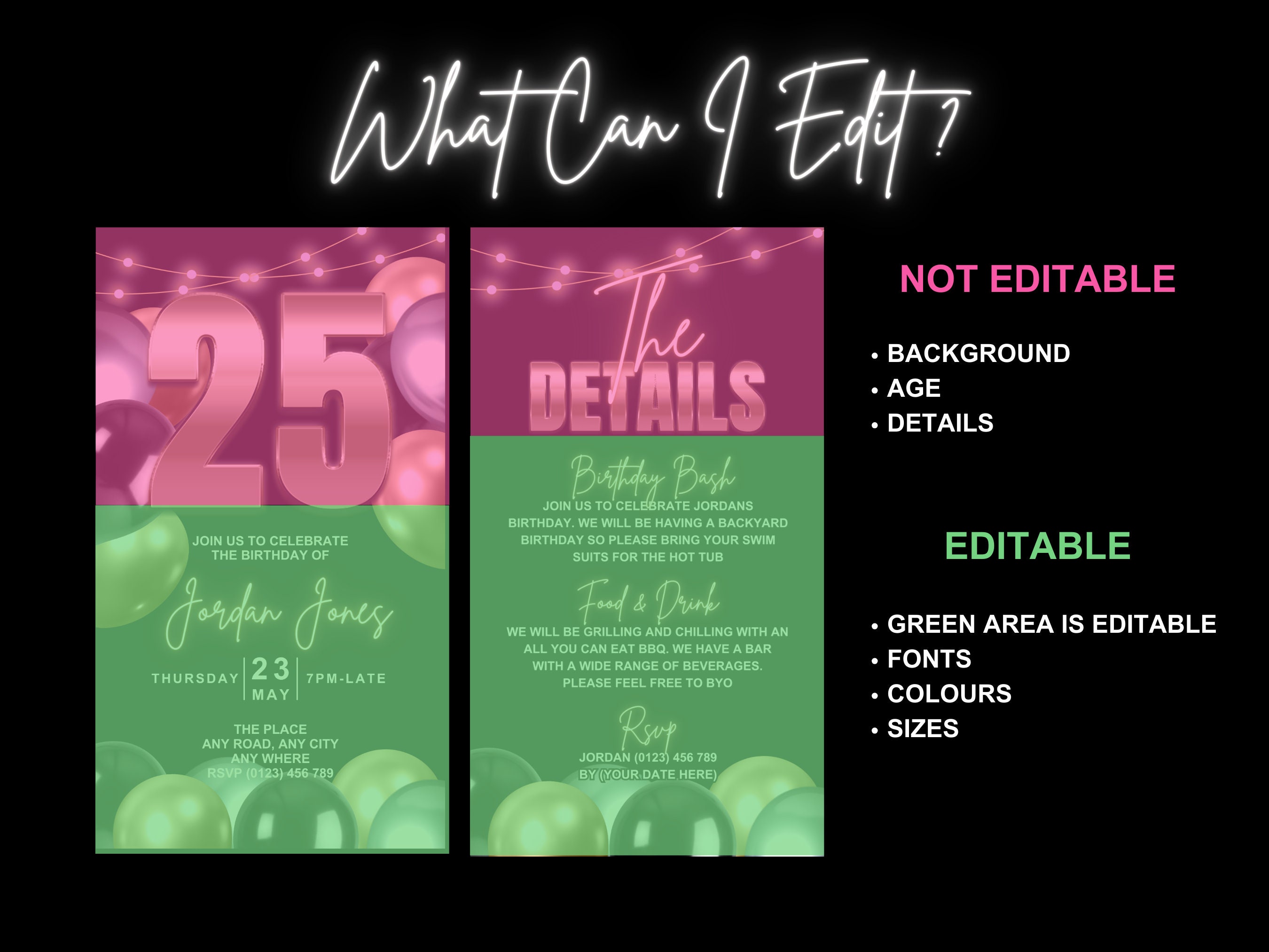 Animated 25th Birthday Invitation for Men, 25th Surprise Party, Silver ...