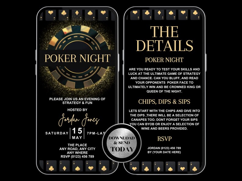 Digital Game Night Invitation, Poker Game Night, Animated Family Game ...