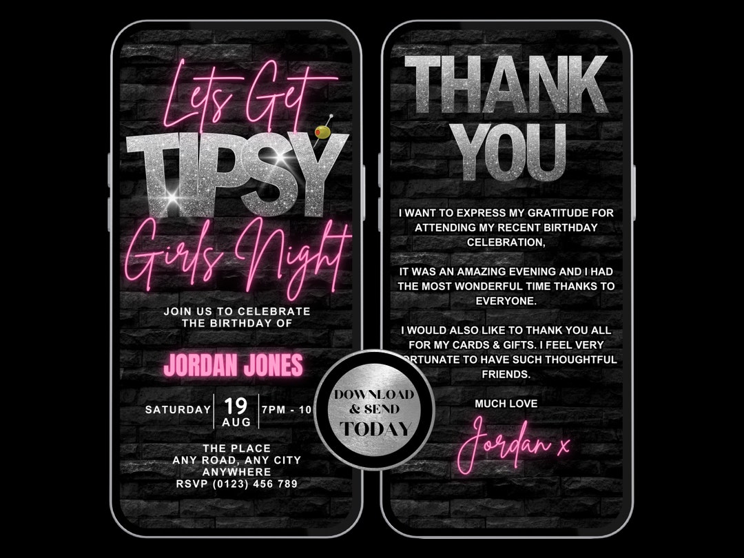 Girls Night Invitation, Ladies Night Digital Invite, Animated Girls ...