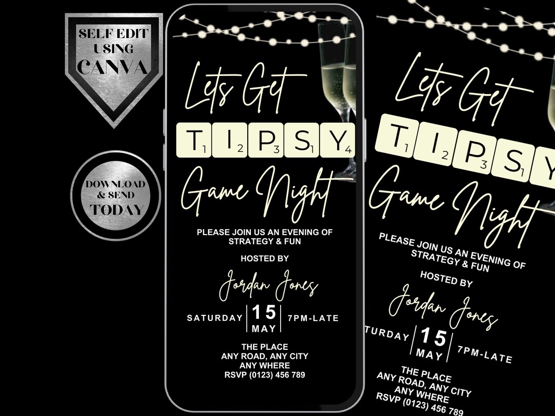 Digital Game Night Invitation, Poker Game Night, Animated Family Game ...