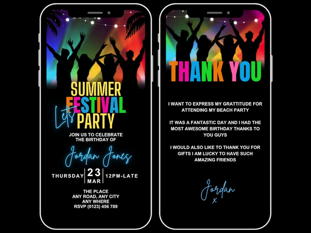 Summer Festival Birthday Invitation, Animated Summer Fest Party for ...