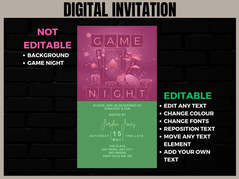 Digital Game Night Invitation, Poker Game Night, Animated Family Game ...