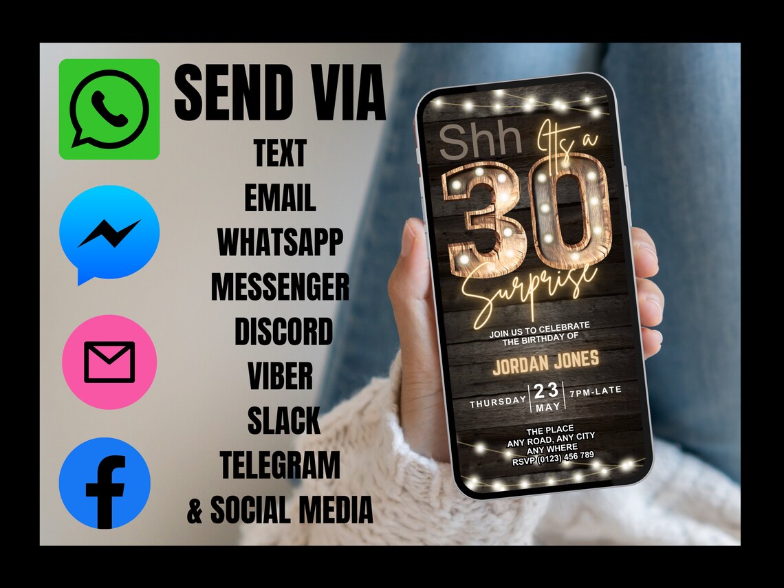 Mens 30th Surprise Birthday Invitation, Animated 30th Surprise Party ...