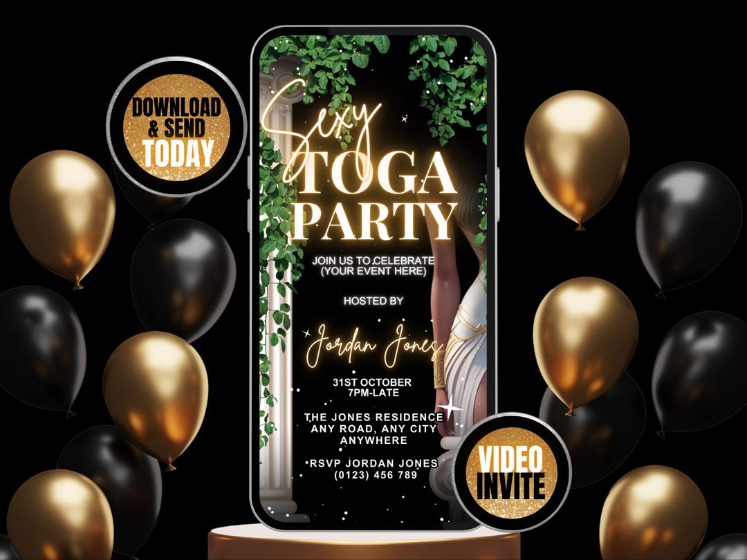 Toga Party Animated Invitation, Toga Halloween Party Invitation ...