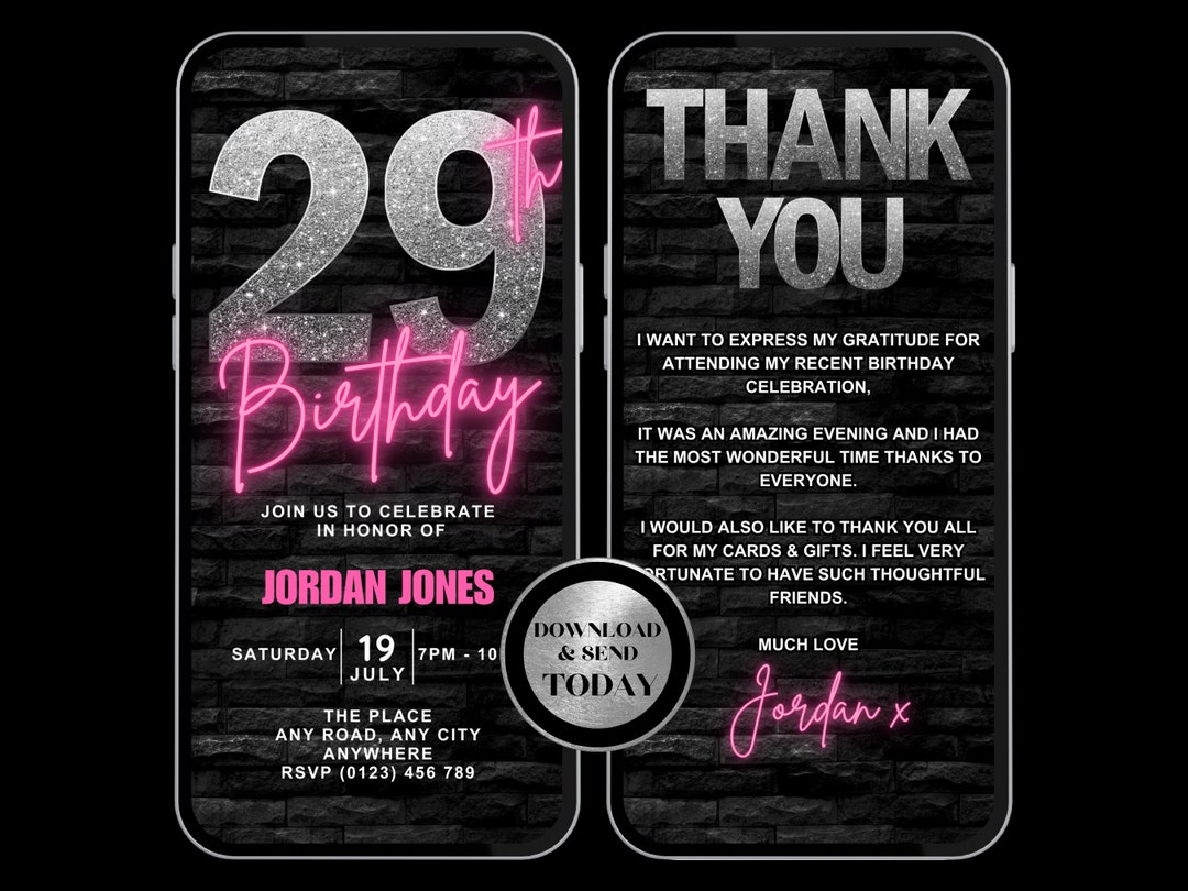Womens 29th Birthday Invitation, 29th Party Invite for Women, 29th ...