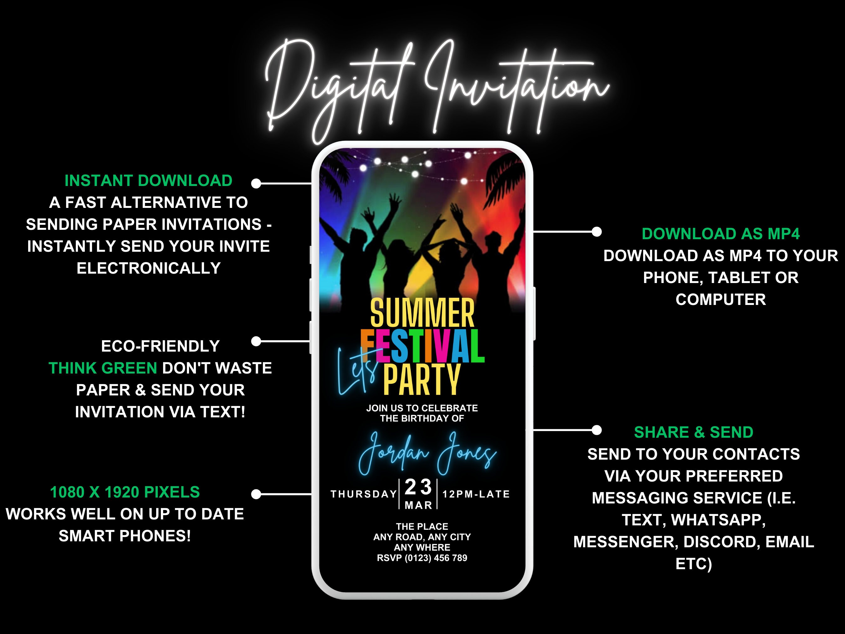 Summer Festival Birthday Invitation, Animated Summer Fest Party for ...