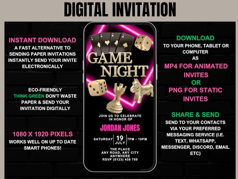 Game Night Invitation, Game Night Flyer, Adult Game Night Invite ...