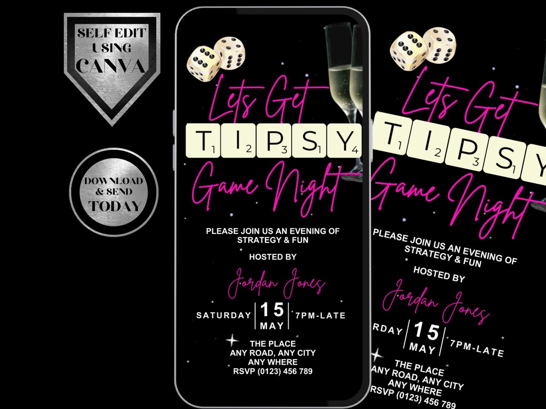 Digital Game Night Invitation, Poker Game Night, Animated Family Game ...