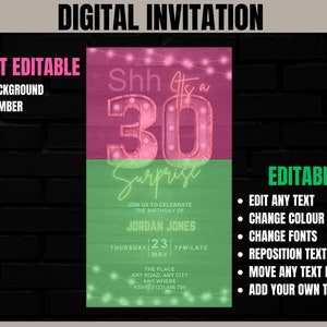 Mens 30th Surprise Birthday Invitation, Animated 30th Surprise Party ...