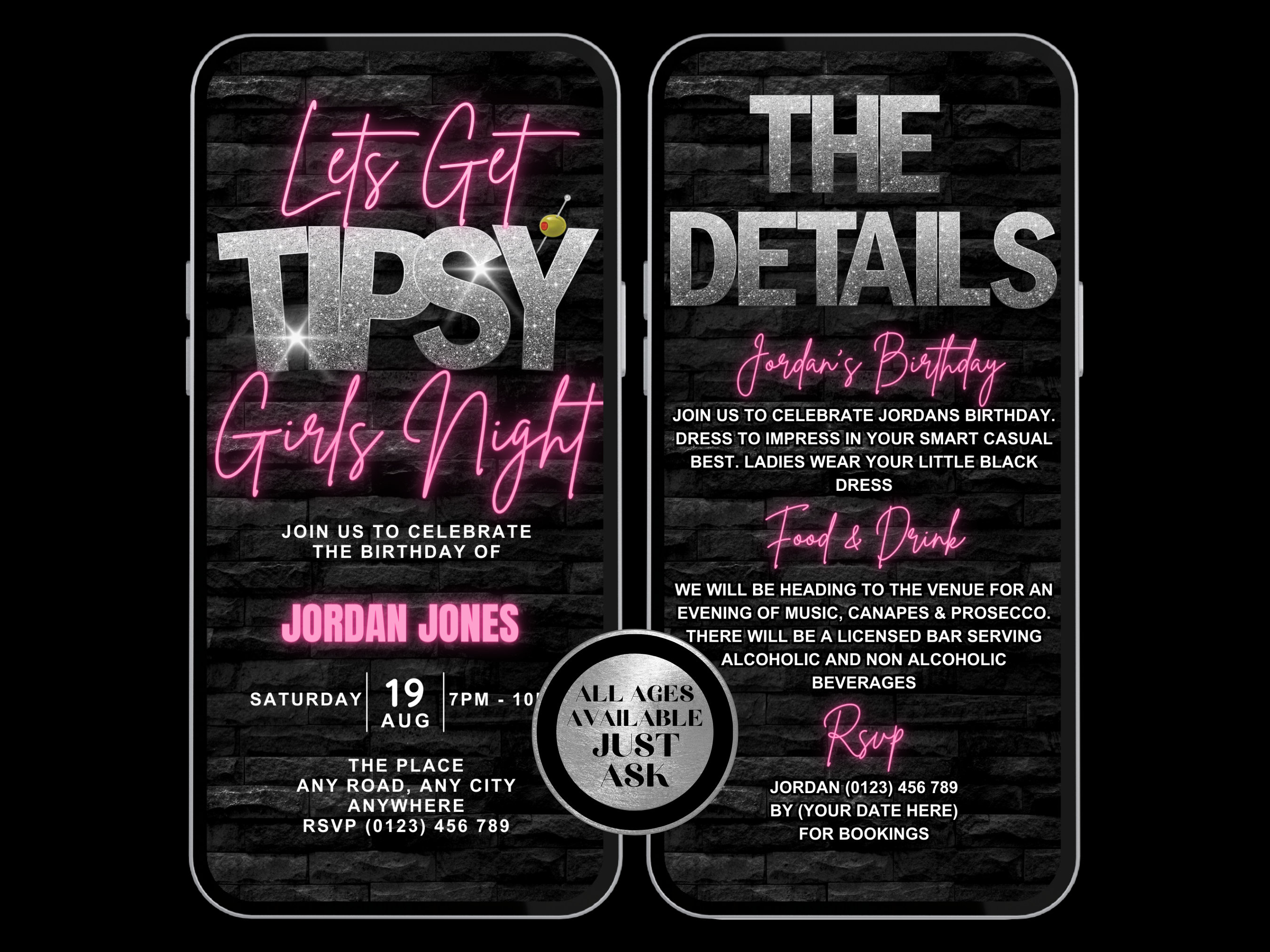 Girls Night Invitation, Ladies Night Digital Invite, Animated Girls ...