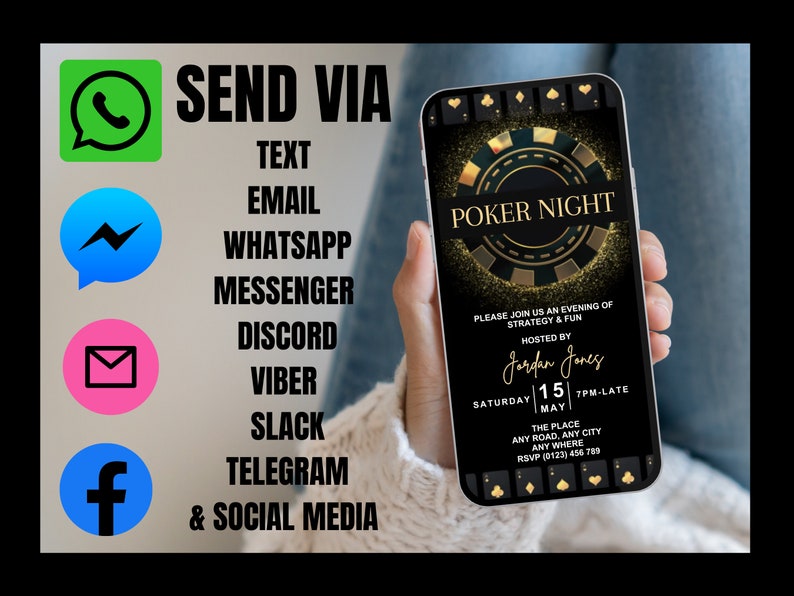 Digital Game Night Invitation, Poker Game Night, Animated Family Game ...