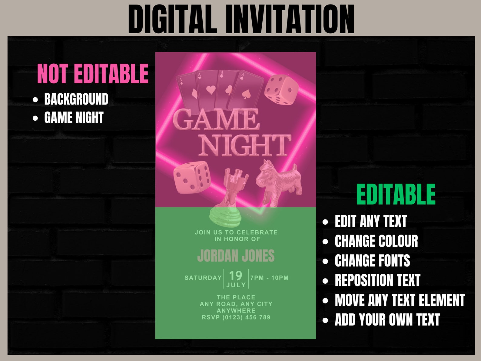 Game Night Invitation, Game Night Flyer, Adult Game Night Invite ...