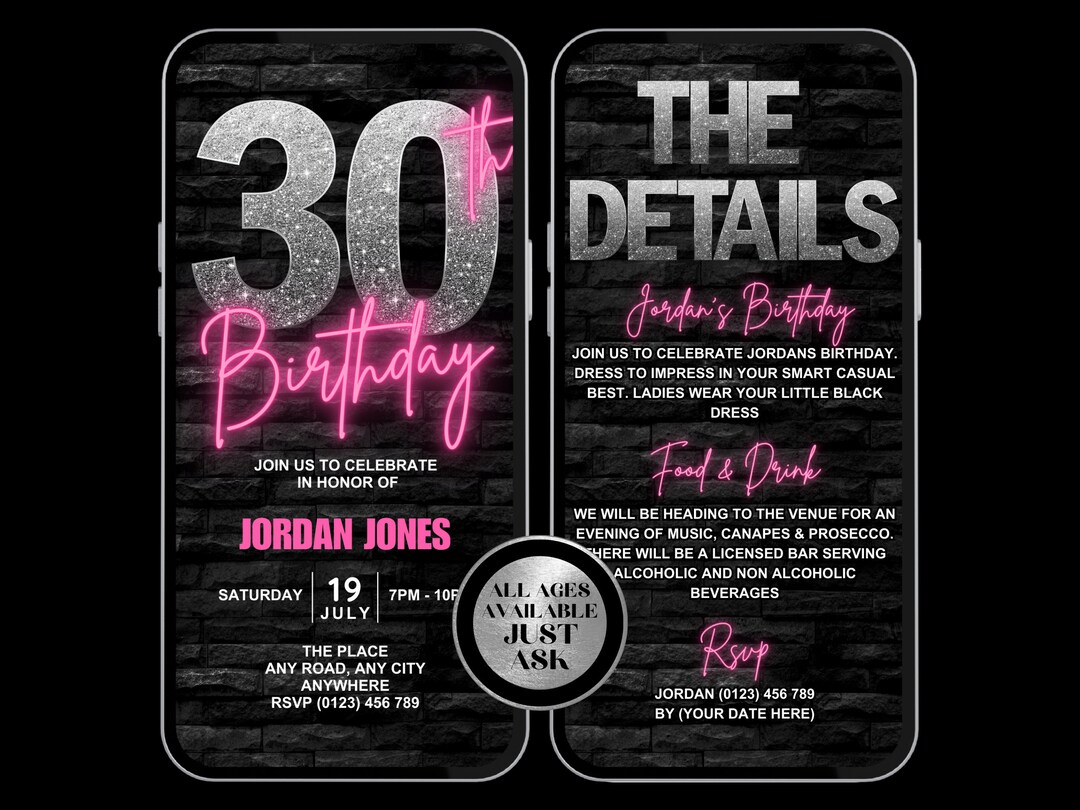 Womens 30th Birthday Invitation, 30th Party Invite for Women, 30th ...