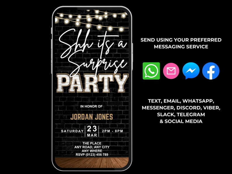 Surprise Party Invitation, Surprise Birthday Invite, Digital Invitation ...