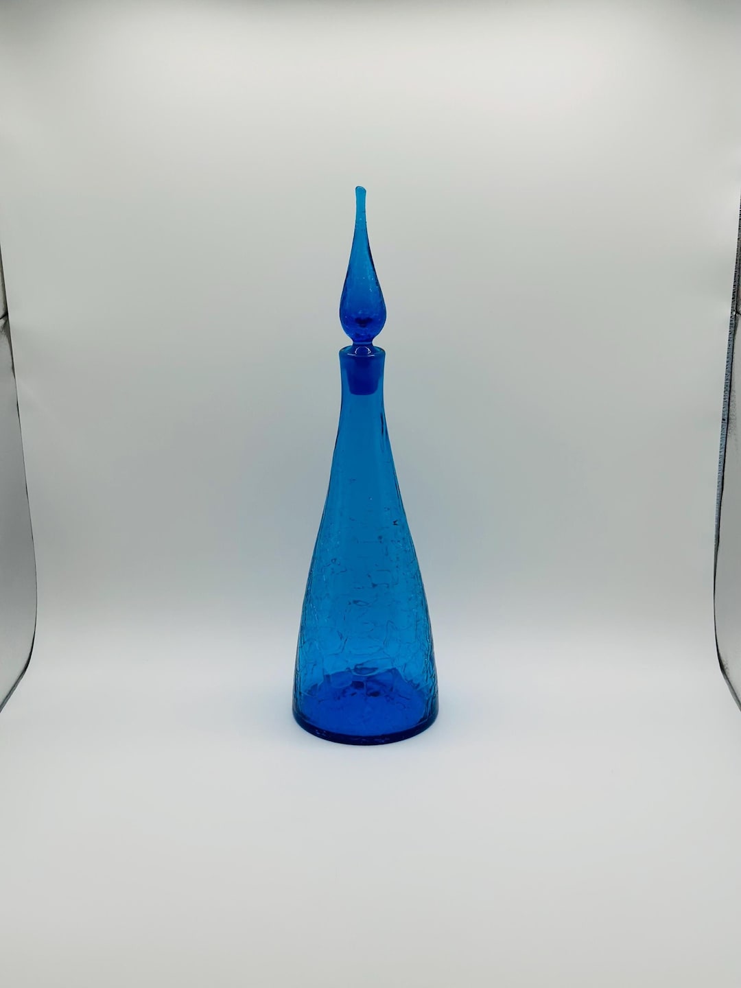 Blenko #920M Turquoise Crackle Glass Decanter - Etsy