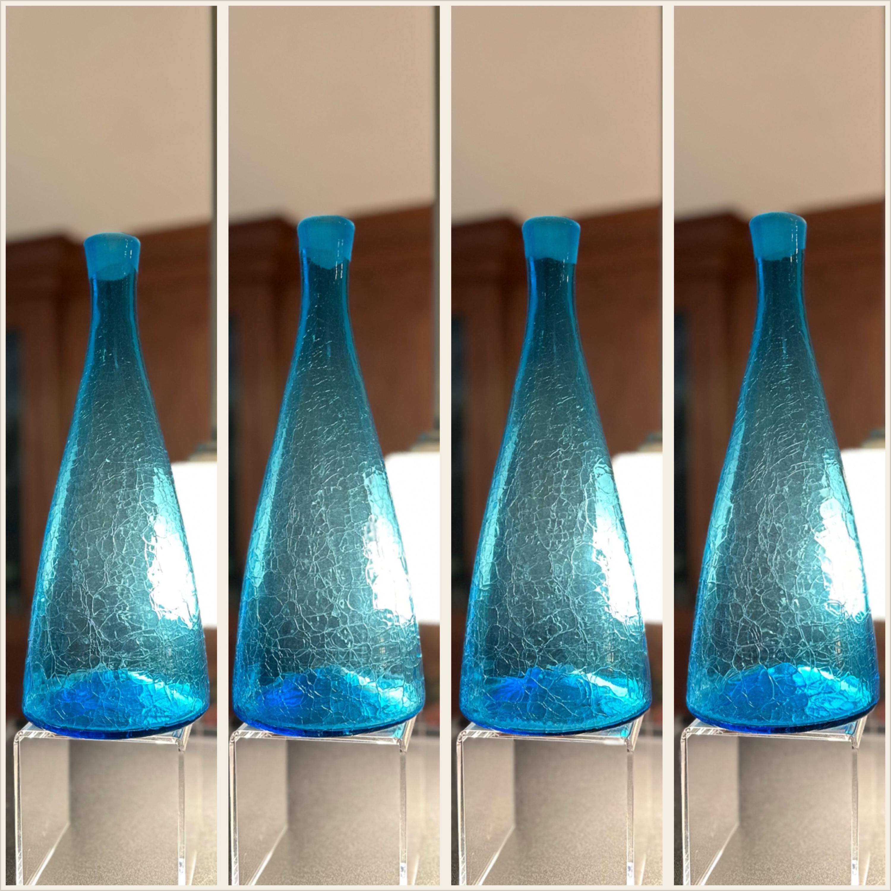 Blenko #920M - Turquoise Crackle Glass Decanter - Etsy