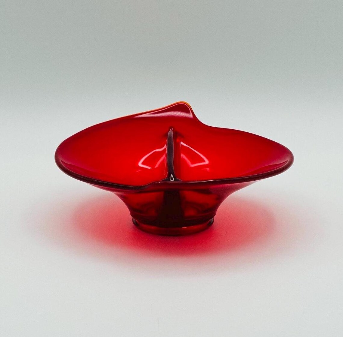 Viking Epic Ruby Red Glass 2-part Relish Dish - Etsy