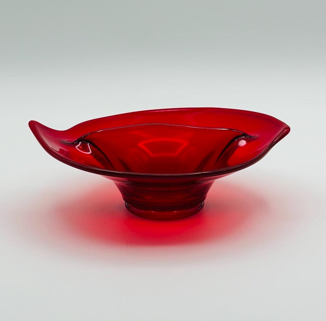 Viking Epic Ruby Red Glass 2-part Relish Dish - Etsy
