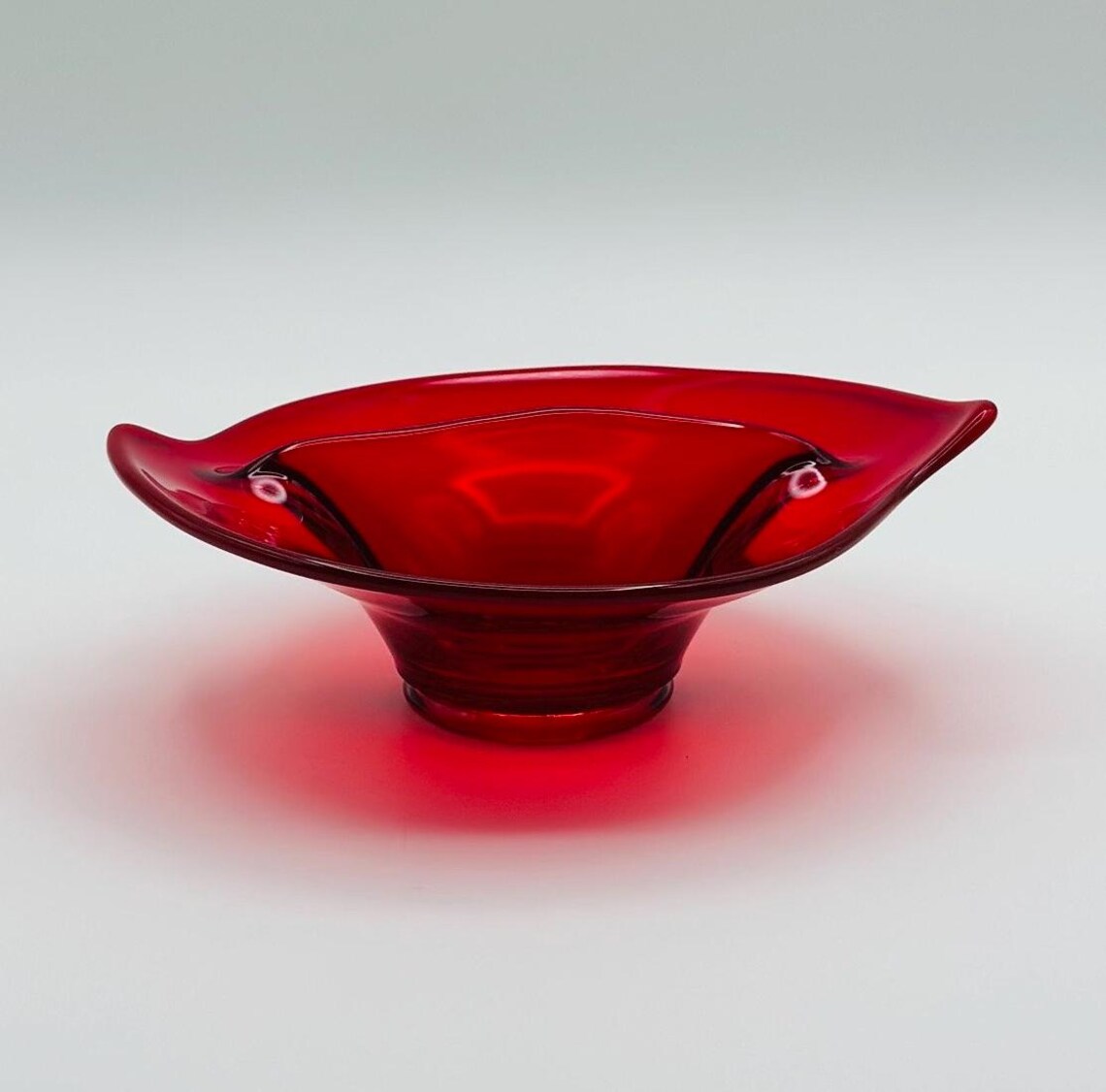 Viking Epic Ruby Red Glass 2-part Relish Dish - Etsy