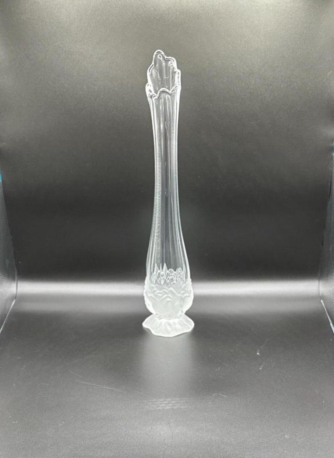 Clear & Frosted Floral Pattern Glass Swung Vase - Made by Ivima Glass in Portugal - Etsy