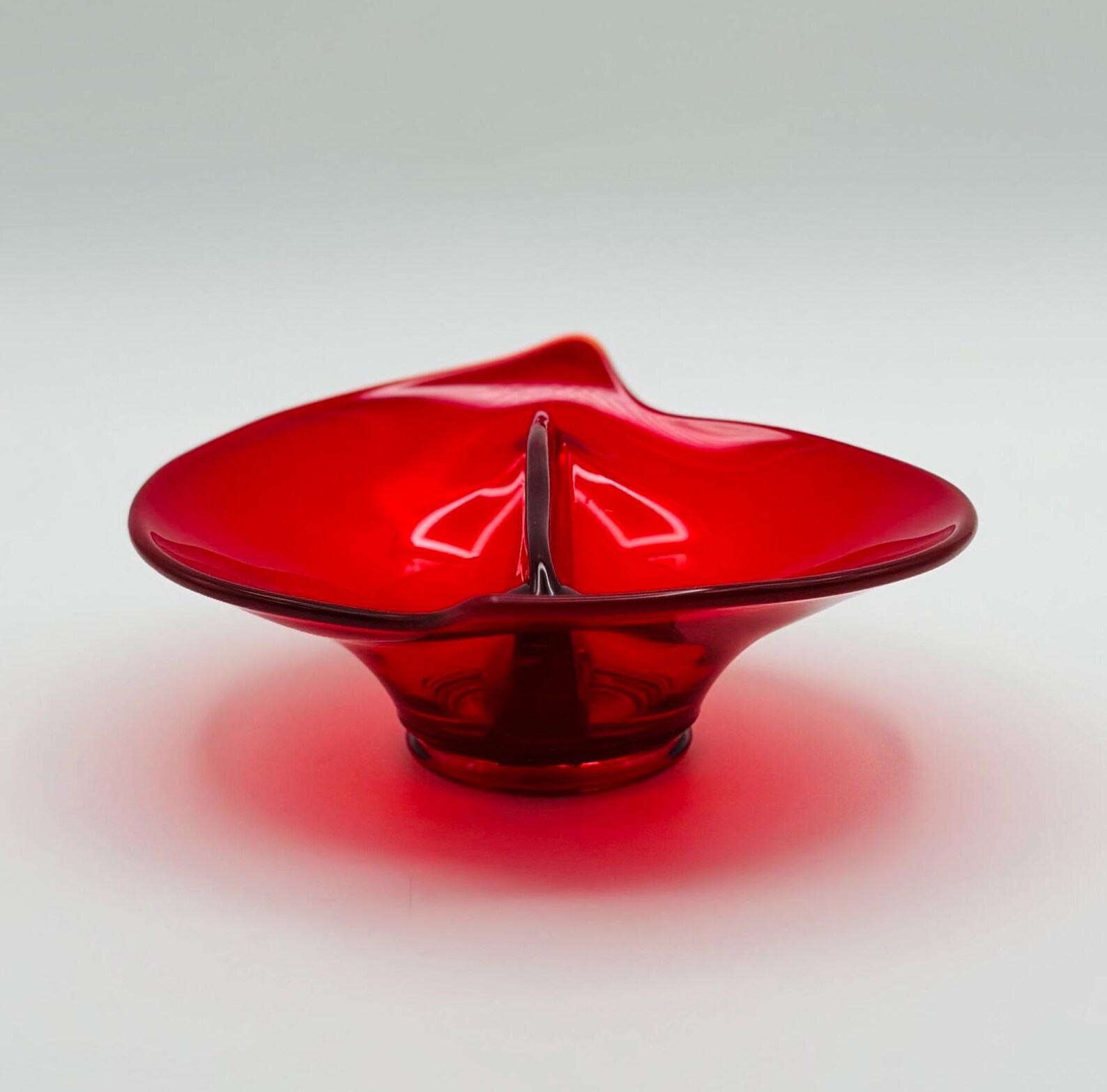 Viking Epic Ruby Red Glass 2-part Relish Dish - Etsy