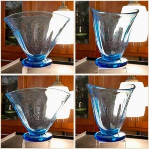 Blenko #3752 - Pre-designer - Sky Blue Seeded Glass Fan Vase - Etsy