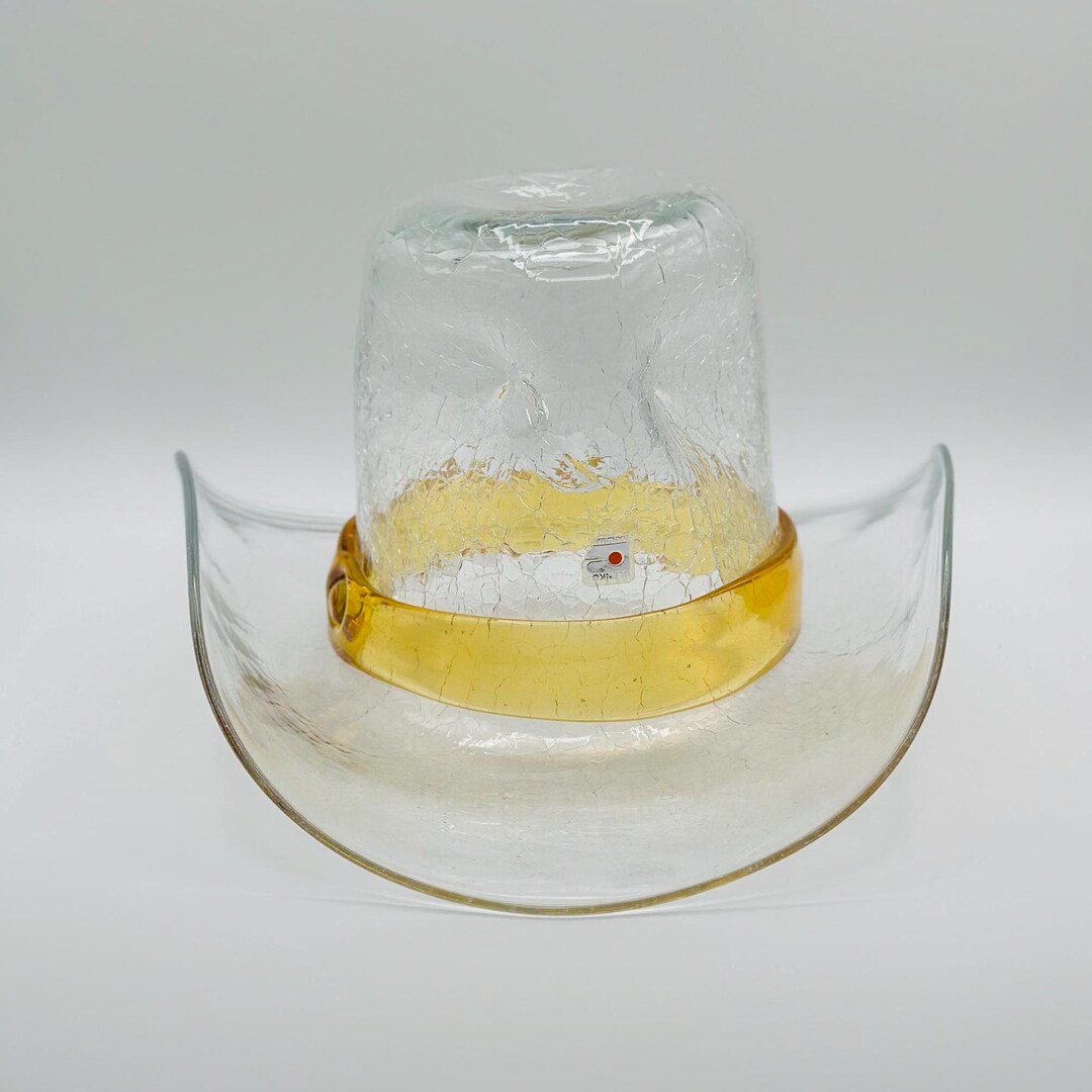 Blenko 8433M RARE 1986 Only Crystal Crackle Glass Cowboy Hat With Wheat ...