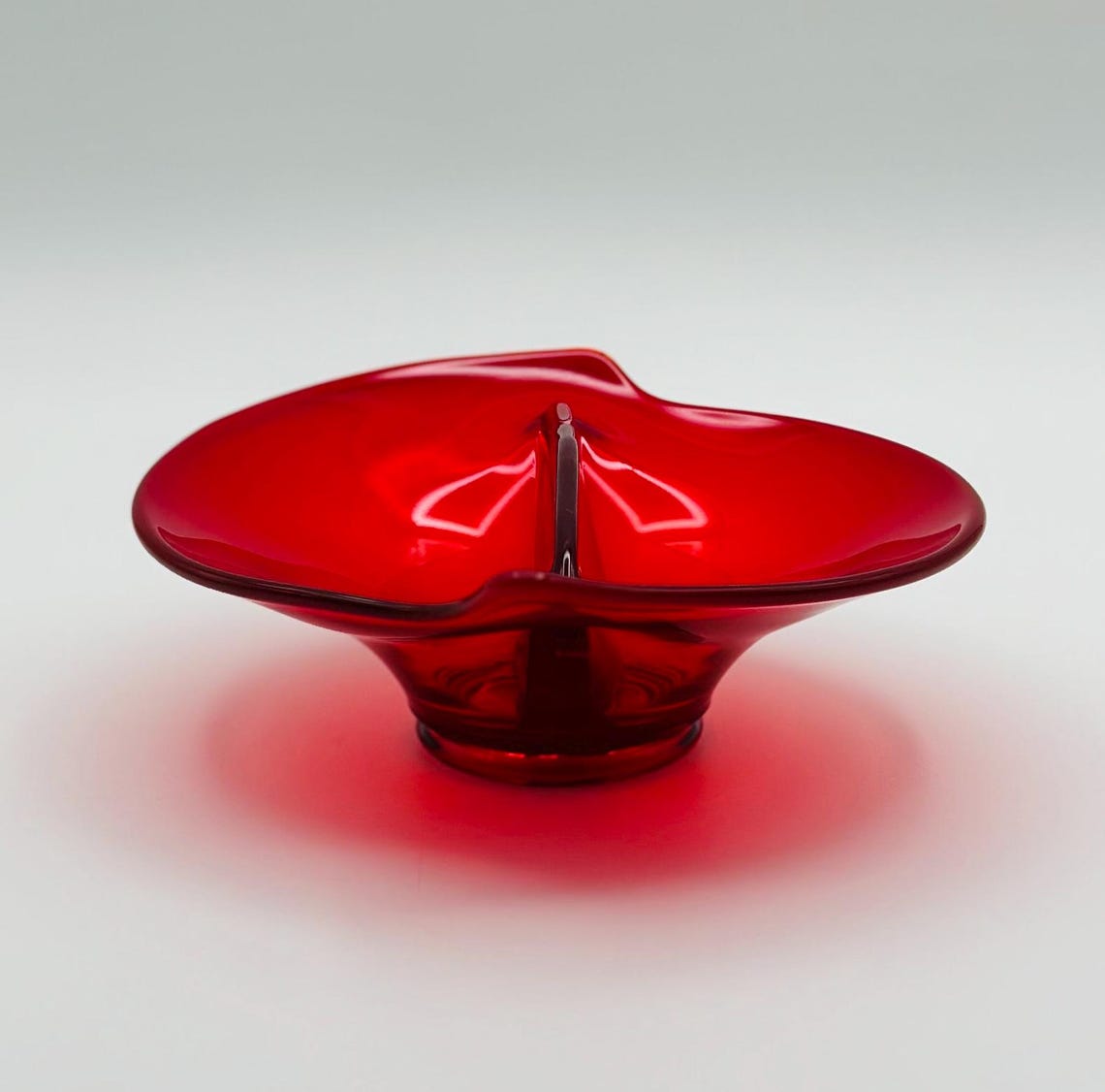 Viking Epic Ruby Red Glass 2-part Relish Dish - Etsy