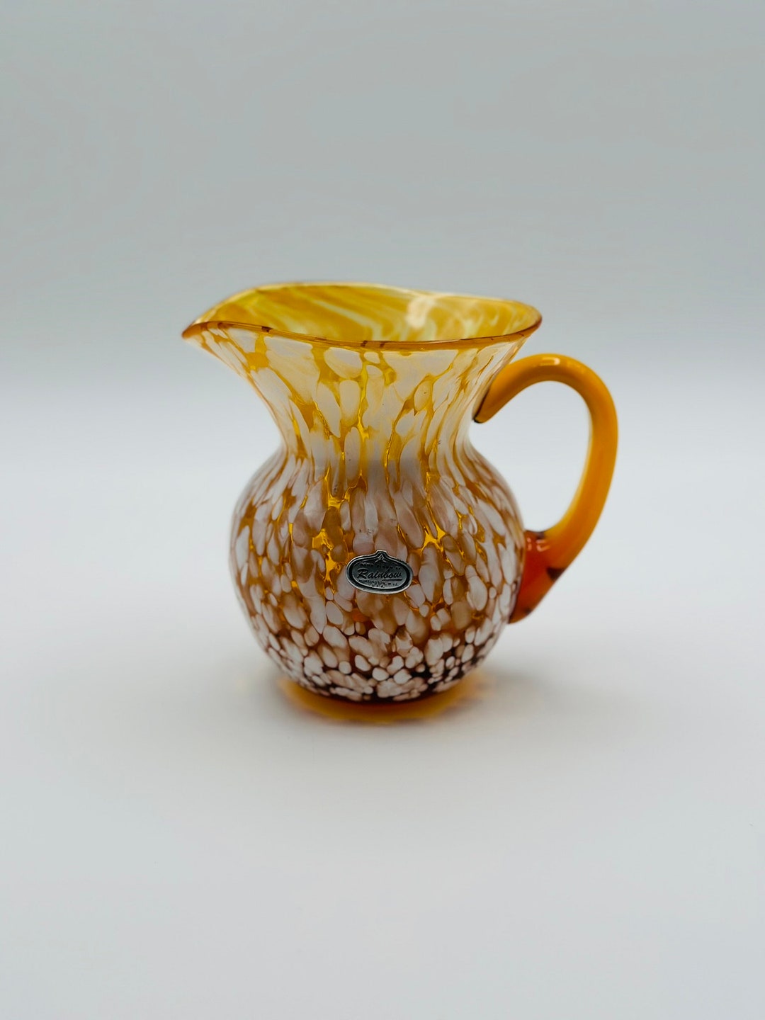 Rainbow Handblown Art Glass Medium Size Amber Splatter Pitcher - Etsy