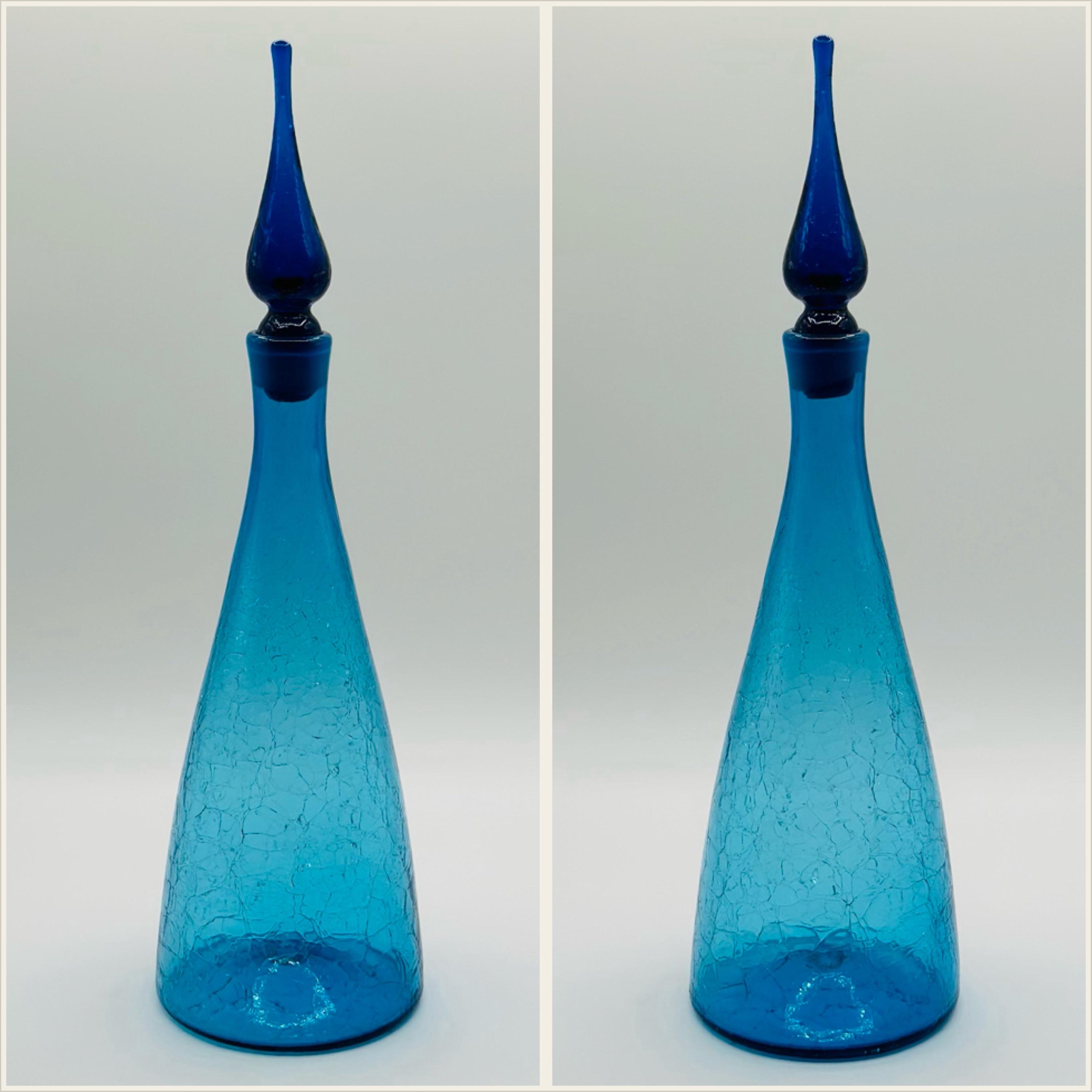 Blenko #920M - Turquoise Crackle Glass Decanter - Etsy